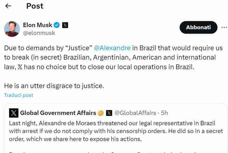 Musk announces closure of X offices in Brazil: 'We will not bow to ...