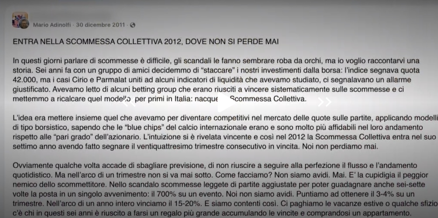 Mario Adinolfi, il mini schema Ponzi "Scommessa Collettiva": promesse ...
